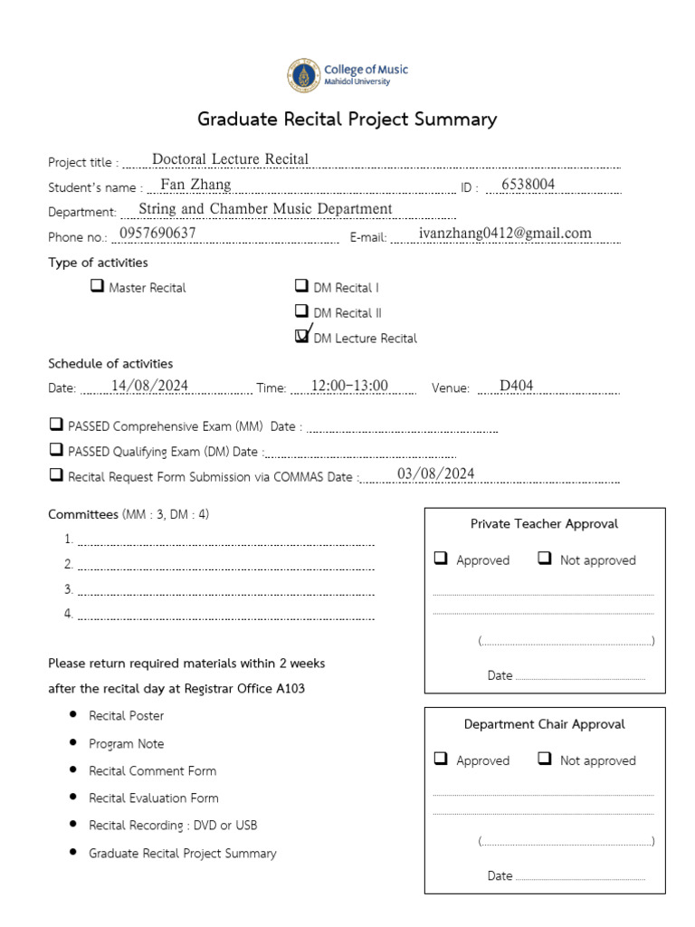 04 Grad Project Summary Recital 06.2024 | PDF