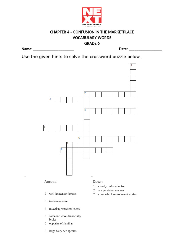 CHAPTER 4 - Vocab Words Grade 6 (NEXT) | PDF