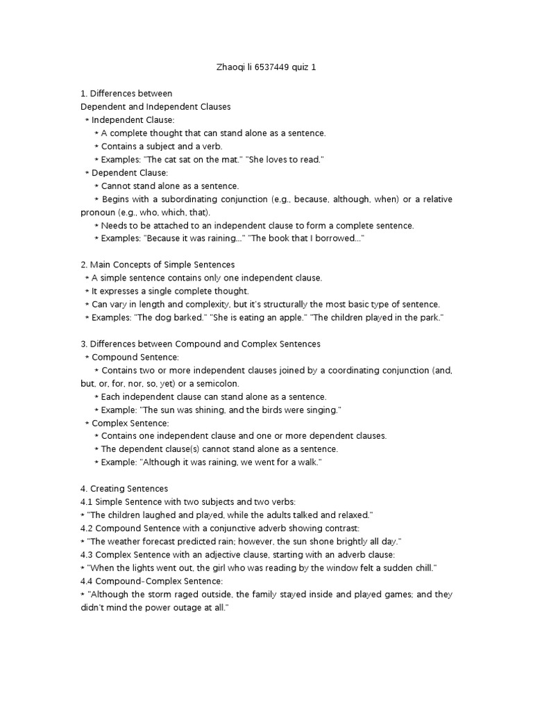 Clauses and Sentence Structures Explained | PDF