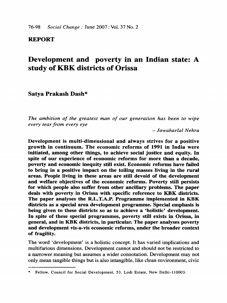 Orissa Model of Economic Developemnt | PDF | Poverty | Poverty ...
