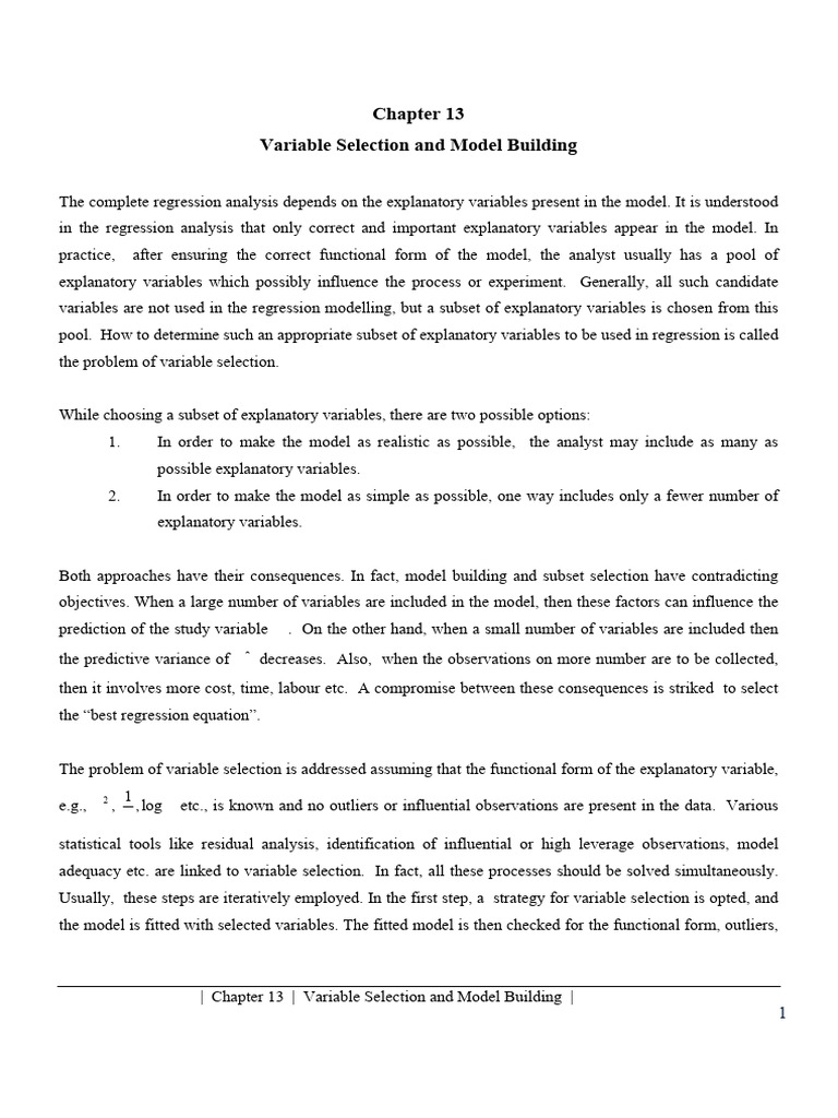 VariableSelectionAndModelBuilding IIT | PDF | Akaike Information Criterion | Regression Analysis