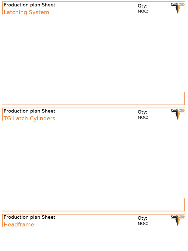Production Plan Sheet PVJ R0 | PDF