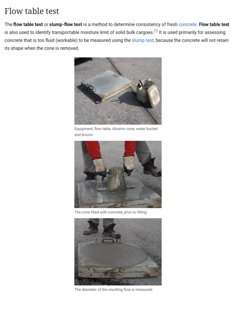 Flow Table Test - Wikipedia | PDF | Concrete | Building Technology