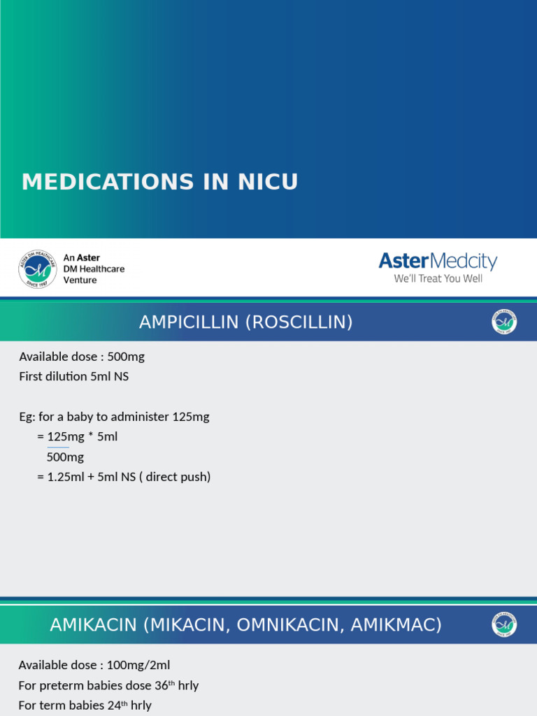 Emergency Drugs in Nicu | PDF | Medical Treatments | Clinical Medicine