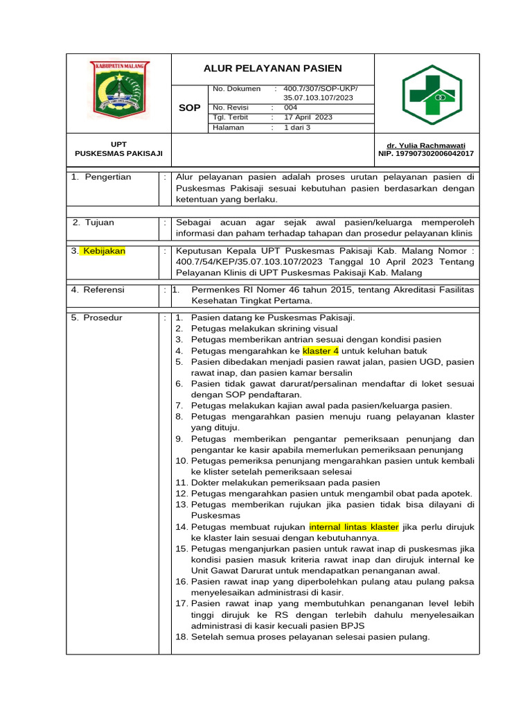 Sop Pelayanan Pasien Ilp | PDF