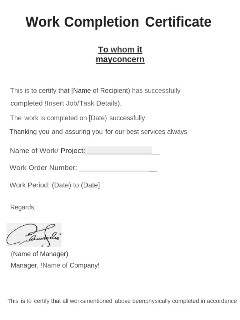 Work Completion Certificate Mockup1 | PDF