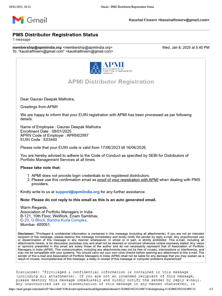 EUIN Gaurav Malhotra APMI | PDF