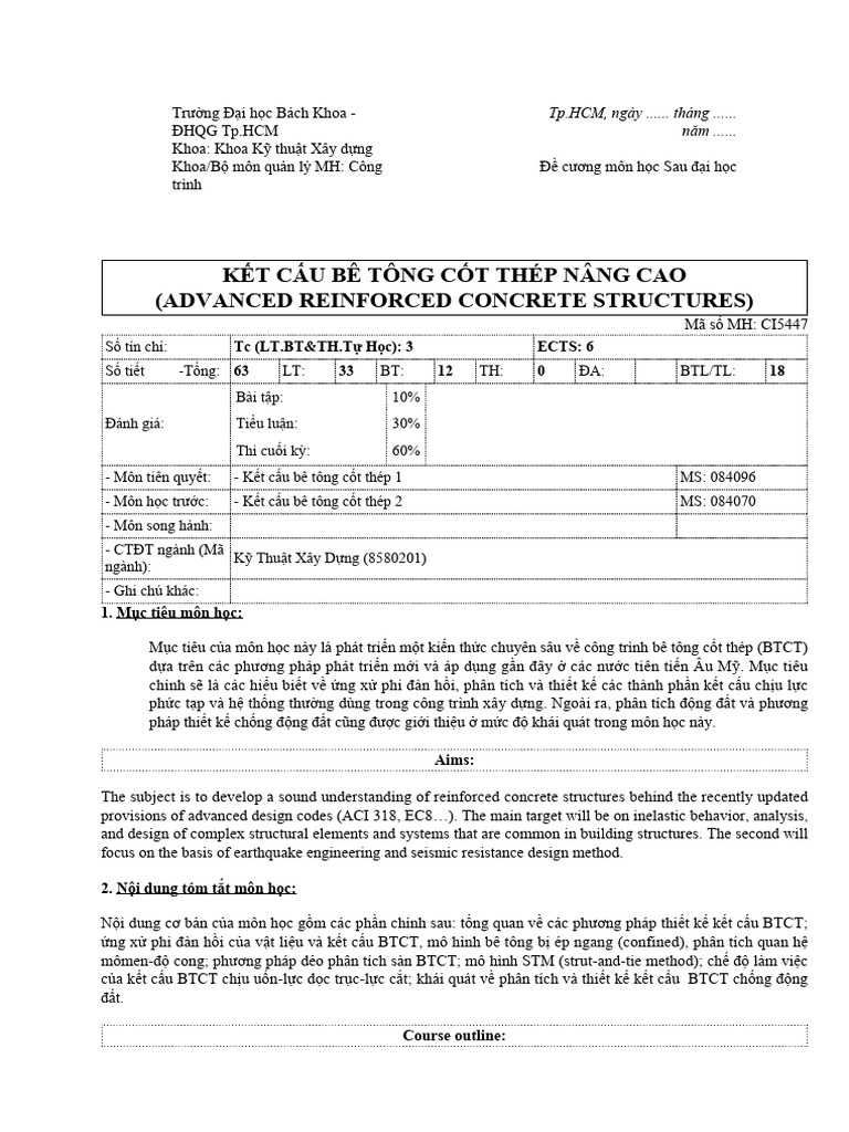 1.2+1.ket Cau Be Tong Cot Thep Nang Cao | PDF