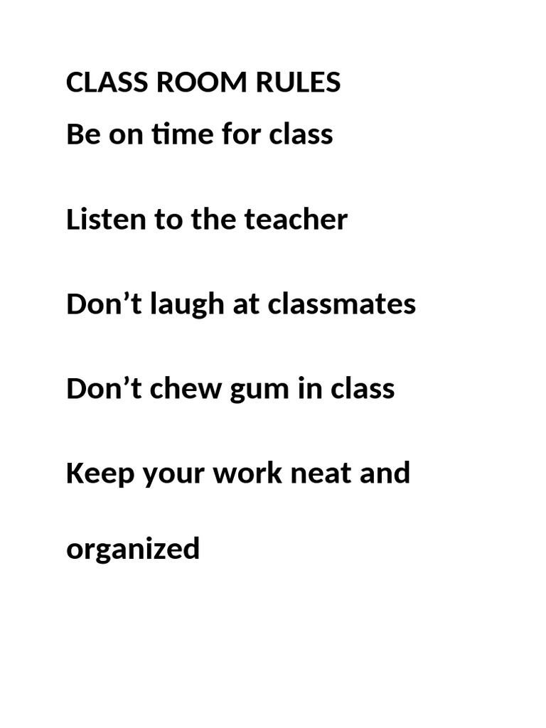 Class Room Rules | PDF