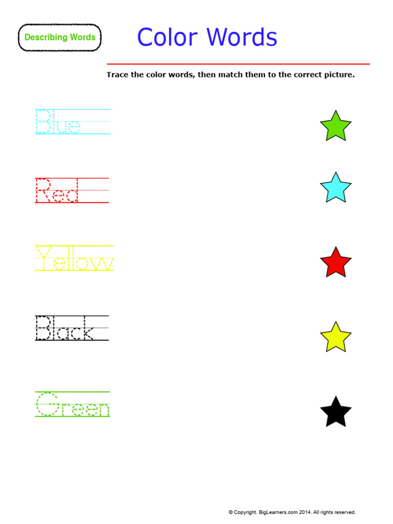 Describing Words Color Words | PDF