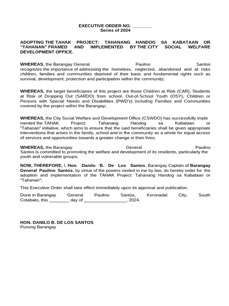 EXECUTIVE Order Tahak | PDF
