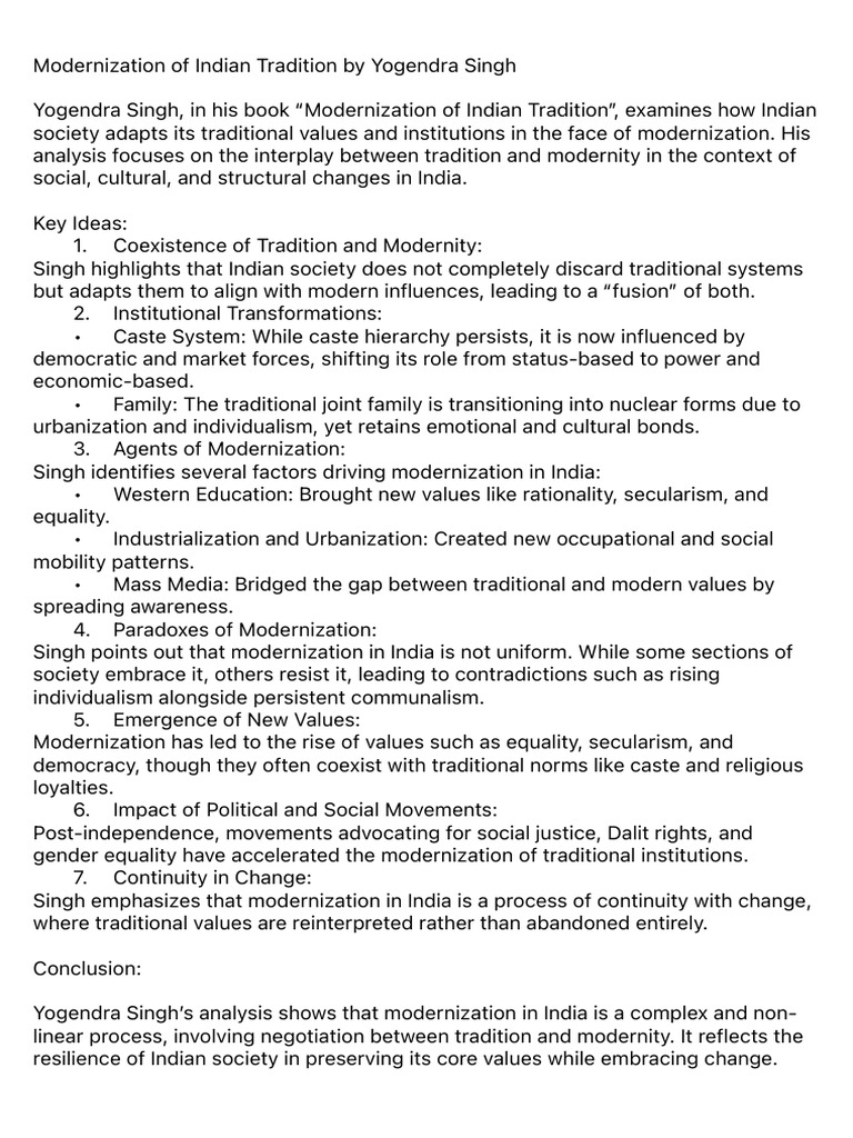 Modernization of Indian Tradition Analysis | PDF