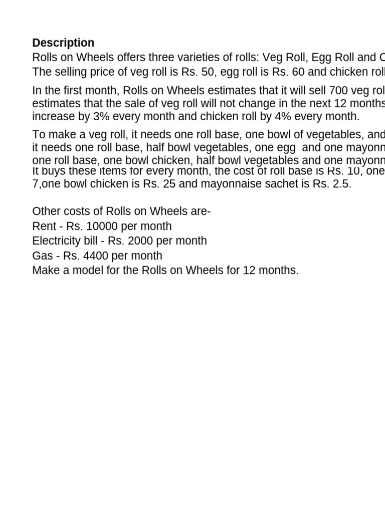 Indrajitha3.1 Rolls On Wheels - Sales Growth - Question | PDF