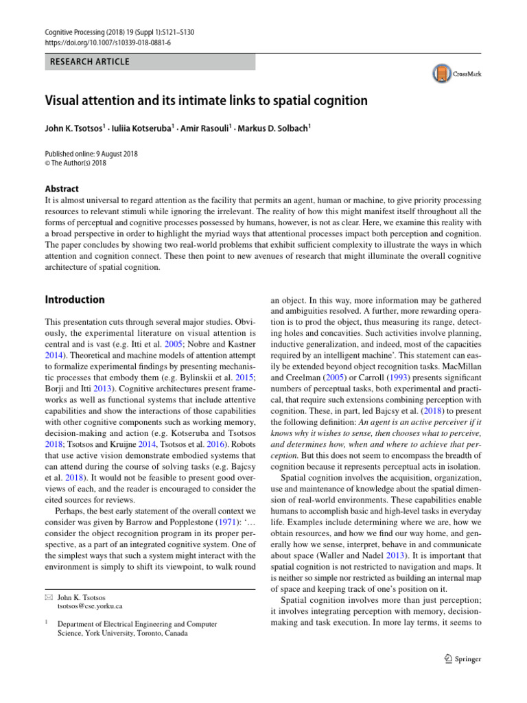 Visual Attention and Its Intimate Links To Spatial Cognition | PDF ...