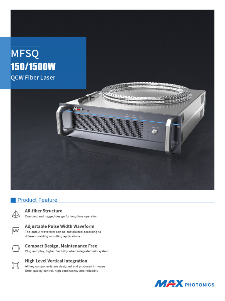 150W - 1500W QCW FIBER LASER-Leaflet | PDF | Laser | Optical Fiber