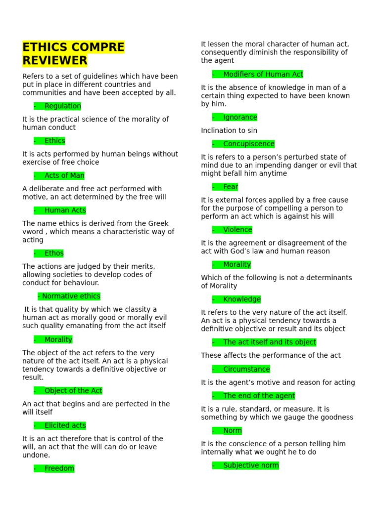 Ethics Compre | PDF | Conscience | Morality