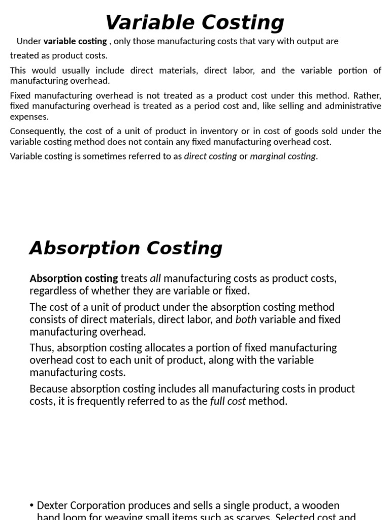 Variable and Absorption Costing (1) | PDF