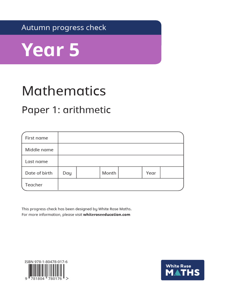 Year 5 Autumn Paper 1 Arithmetic 2022 | PDF | Mathematics