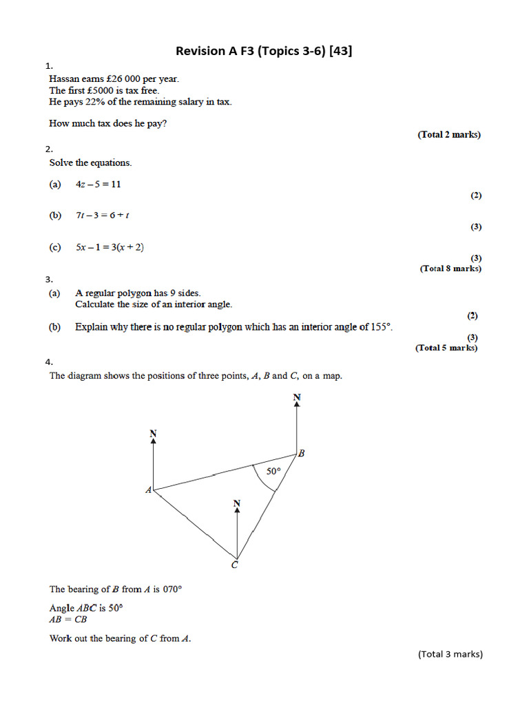 Revision F3 (March Exam) A | PDF