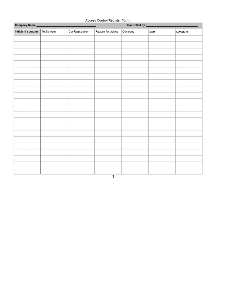 Access Control Register Form | PDF