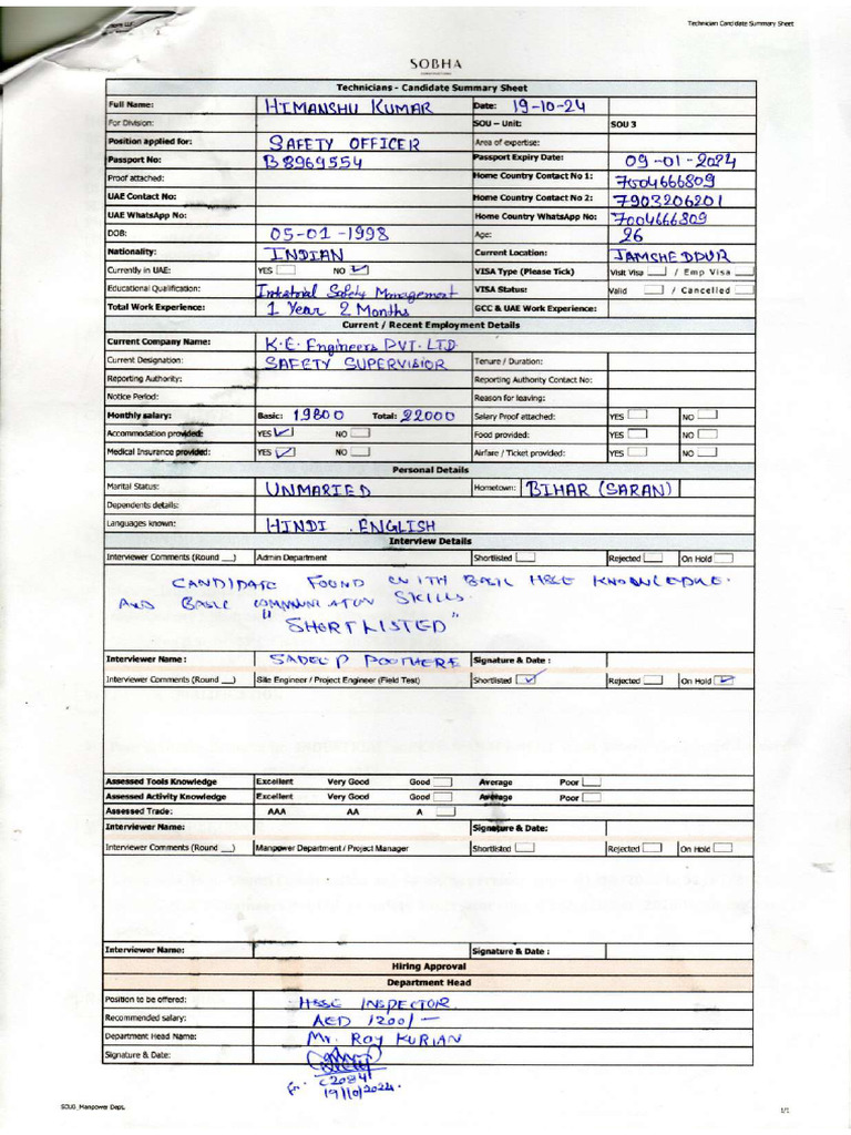 Himanshu Kumar - Form | PDF