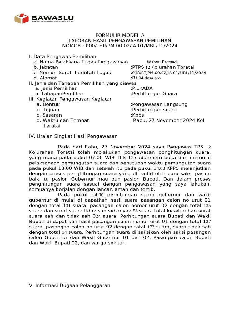 Perhitungan Suara | PDF