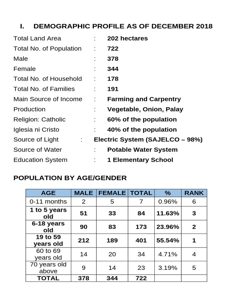 Demographic Profile as of December 2018 | PDF | Waste Management ...