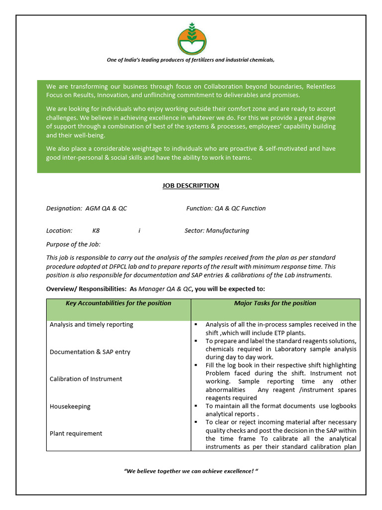 Jd Qa Qc Officer | PDF | Calibration