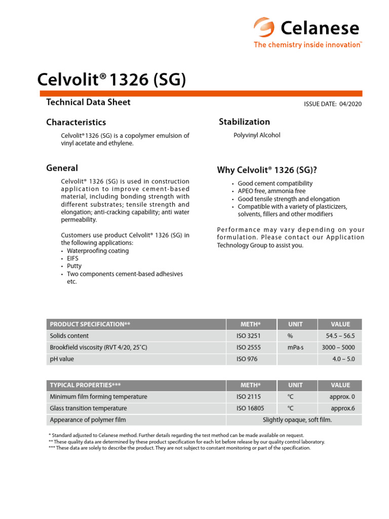 Tds Celvolit 1326 SG en | PDF | Polyvinyl Chloride | Materials