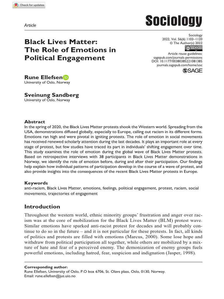 Emotions in Black Lives Matter Protests | PDF | Emotions | Black Lives ...