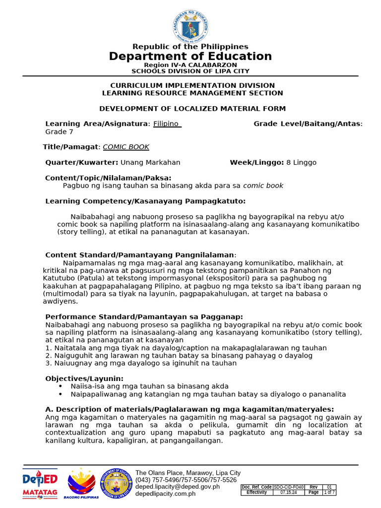 Sdo Cid F040 LRMS - Filipino | PDF