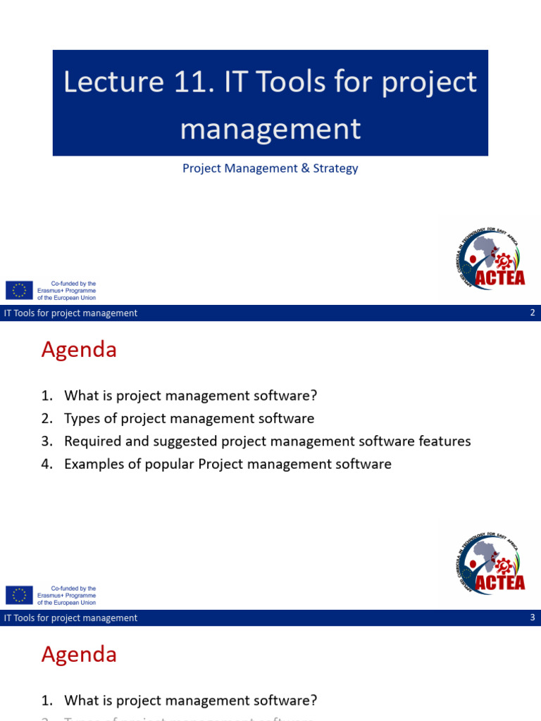 ACTEA-M3C1-Chapter 9. Lecture 11 | PDF | Project Management | Application Software