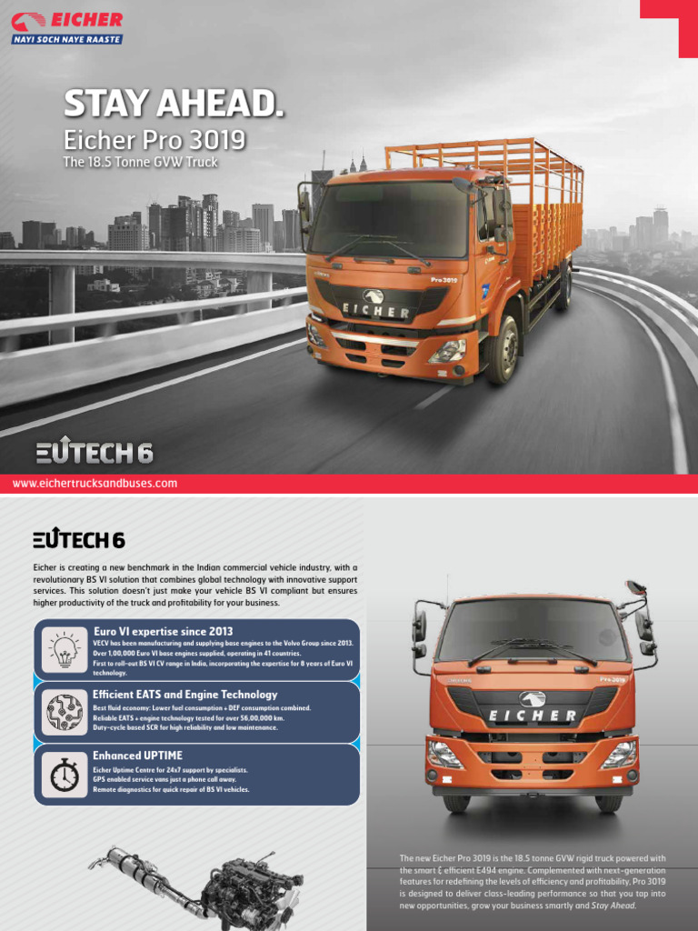 Eicher Pro 3019: 18.5T Truck Overview | PDF | Truck | Engines