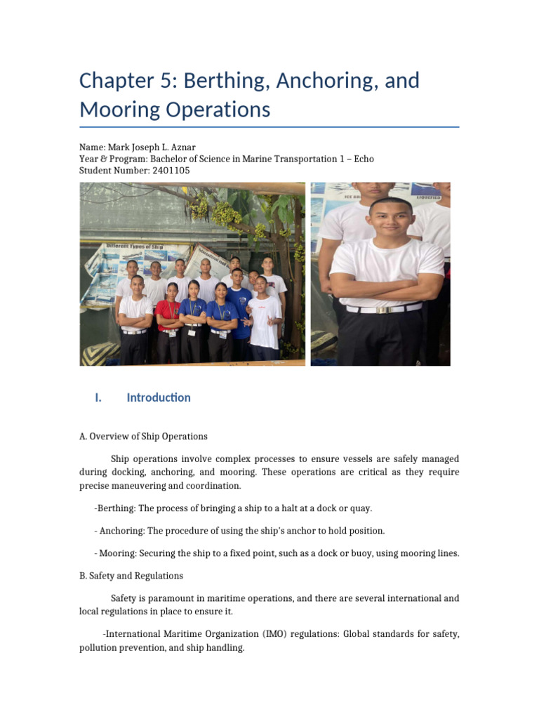 Berthing, Anchoring, Mooring Guide | PDF | Anchor | Ships