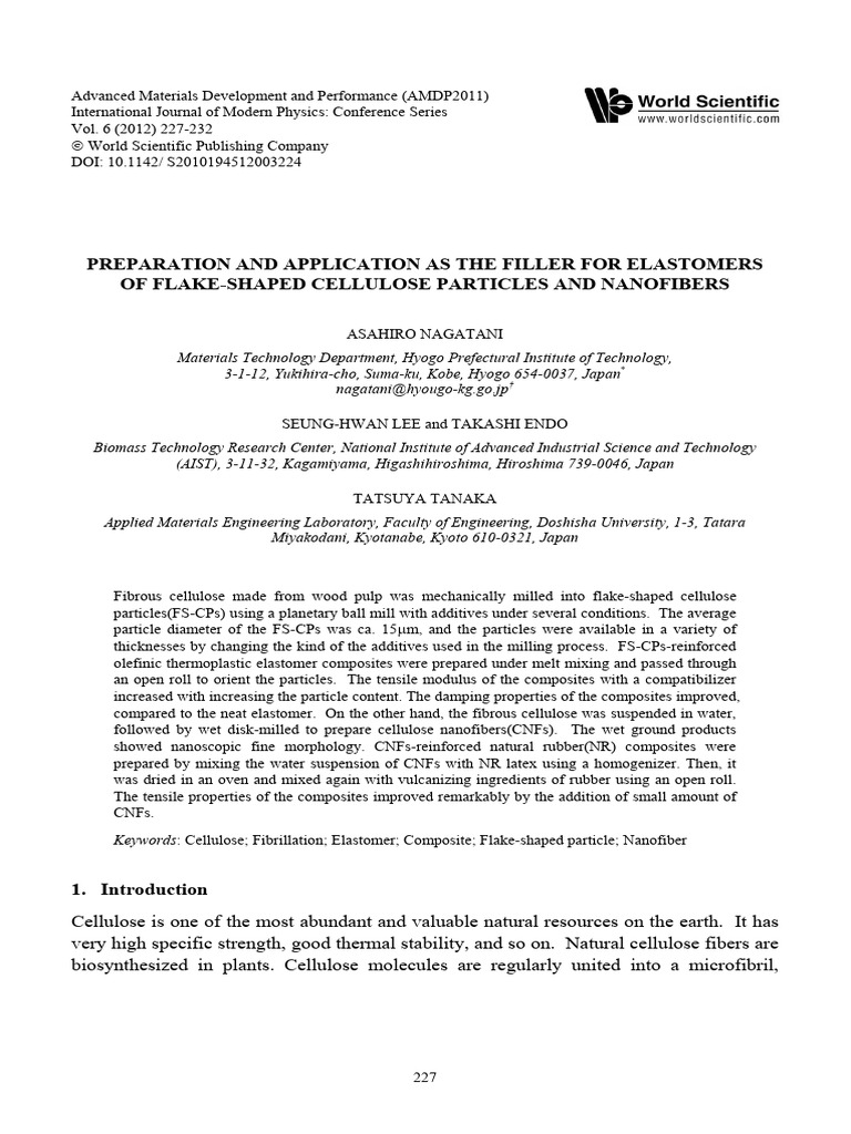 PREPARATION AND APPLICATION AS THE FILLER FOR ELASTOMERS OF FLAKE ...