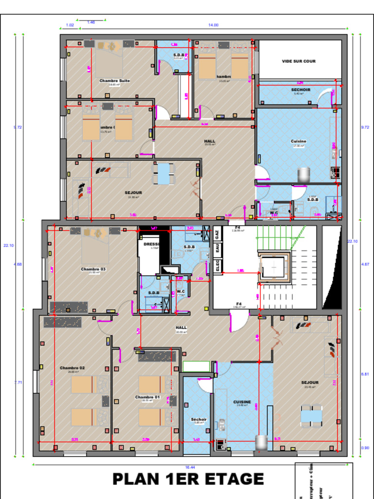 Plan d'un F4 avec chambres et séjour | PDF