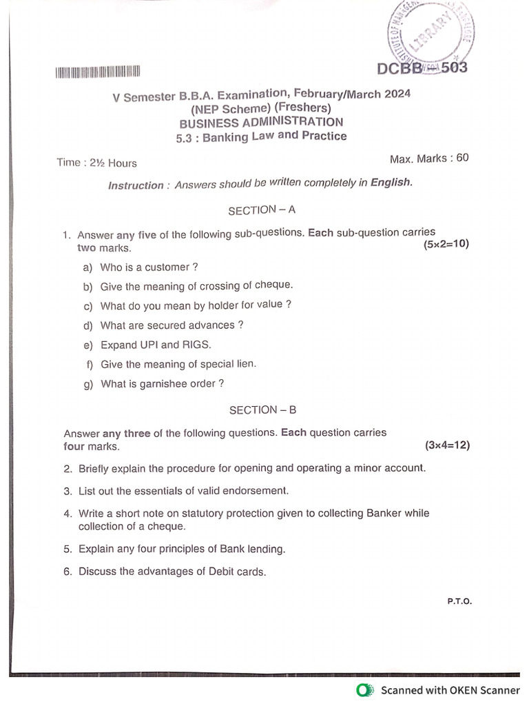 5 BBA Banking Law Operations Nep 2024 | PDF