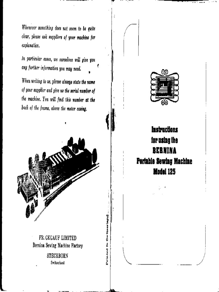 BERNINA Zigzag Model 125 Manual | PDF