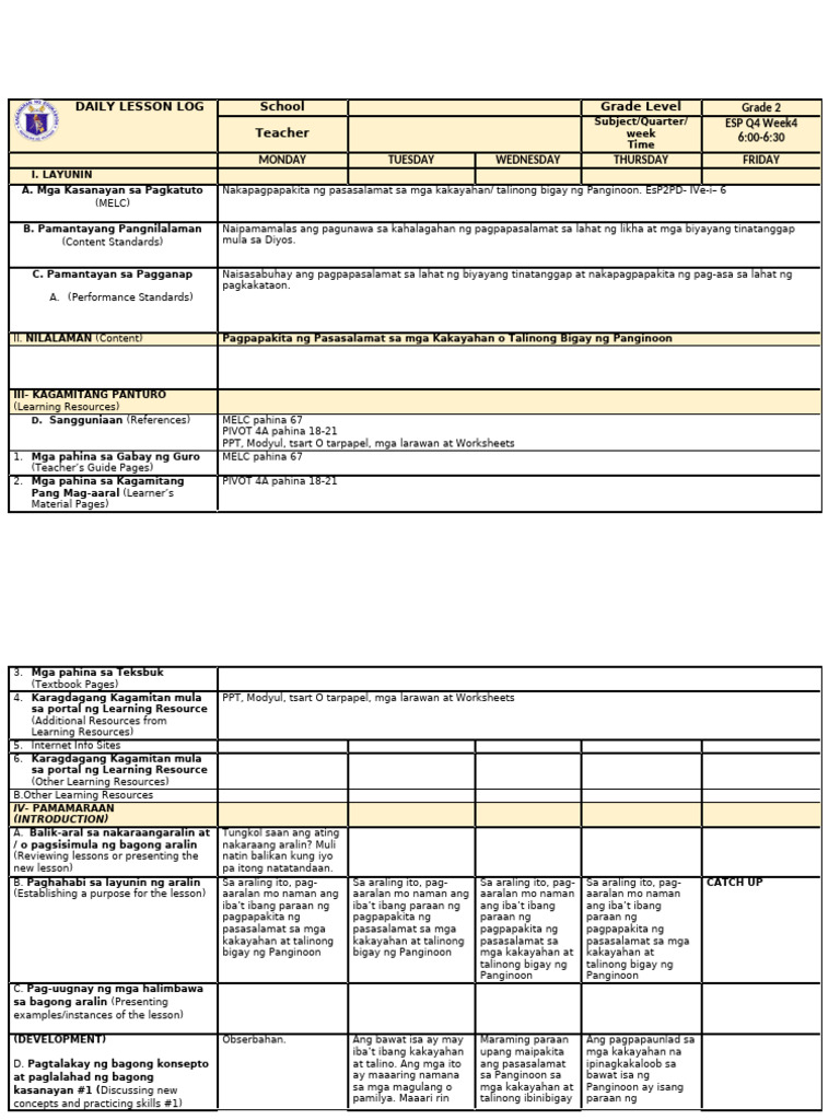 Q4-WEEK4-DLL A to J | PDF
