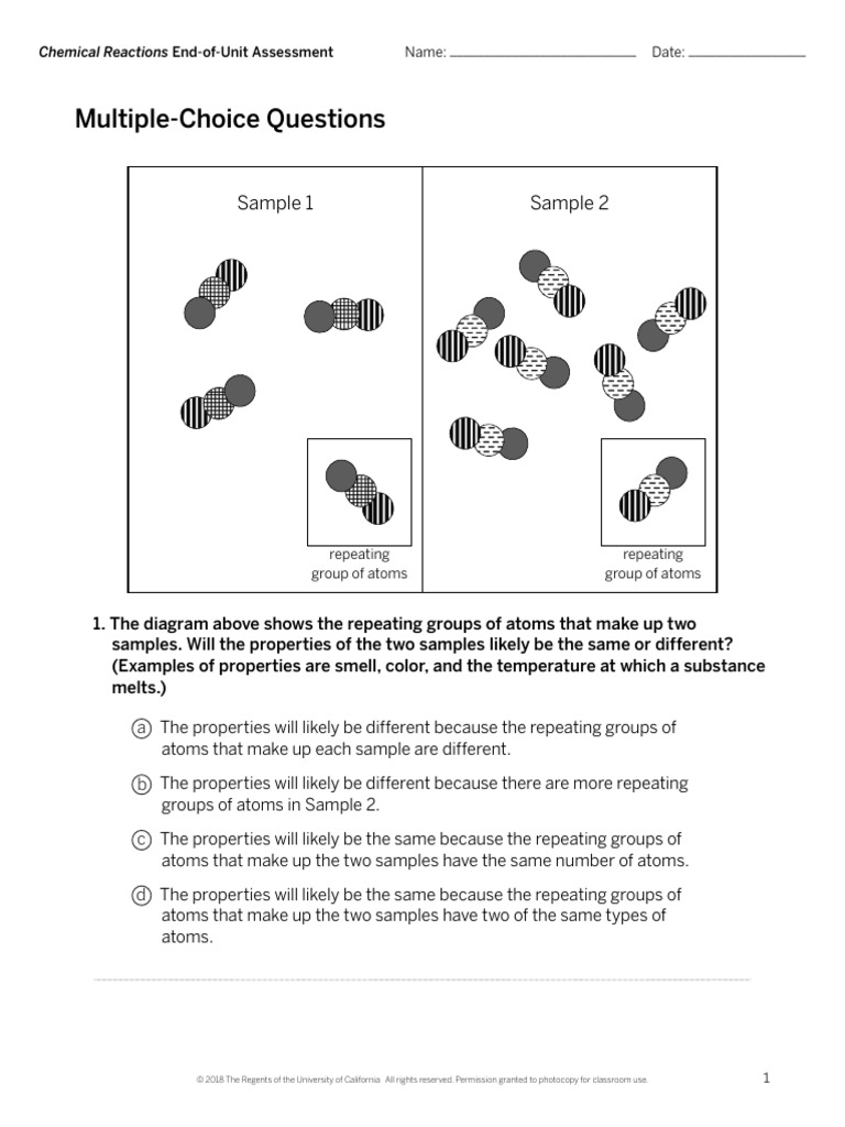 Chemical Reaction Amplify Unit Assessment | PDF | Chemical Substances ...