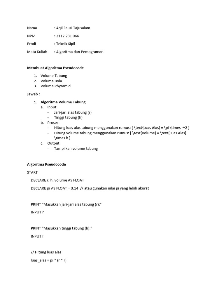 Tugas 2 Aqil Fauzi - Algoritma Dan Pemograman | PDF