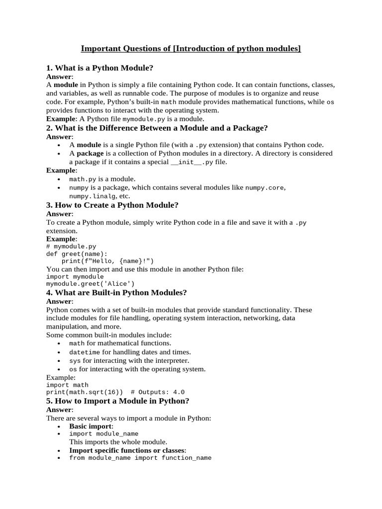Important Questions of 11th Class | PDF | Python (Programming Language) | Modular Programming