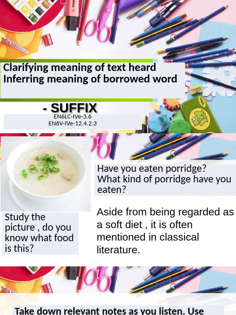 English 6 Week 5 Day 1 | PDF | Foods | Cuisine