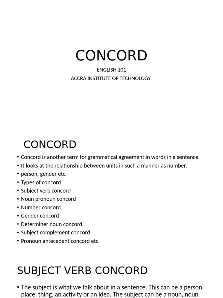 Subject Verb Agreement (Concord) | PDF | Grammatical Number | Verb