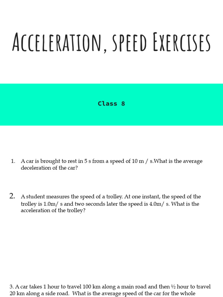 Acceleration Speed Exercises Pdf