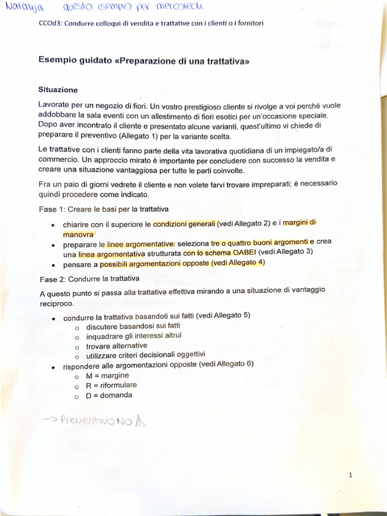 CCOd3 Condurre colloqui di vendita e trattative con i clienti o i ...