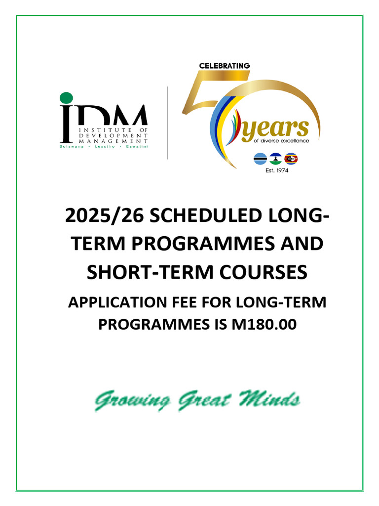 IDM Prospectus 2025-26 | PDF | Diploma | Procurement