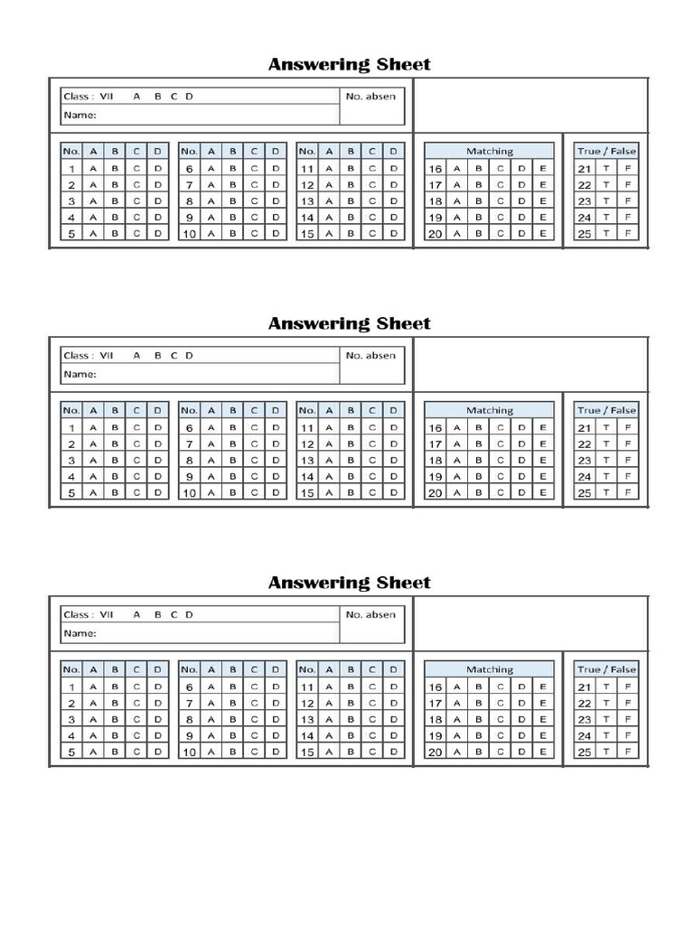 Answering Sheet | PDF