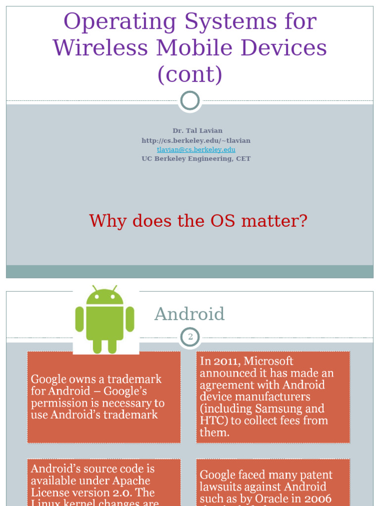 Week 04 Os For Wireless Mobile Devices | PDF | Ios | Android (Operating ...