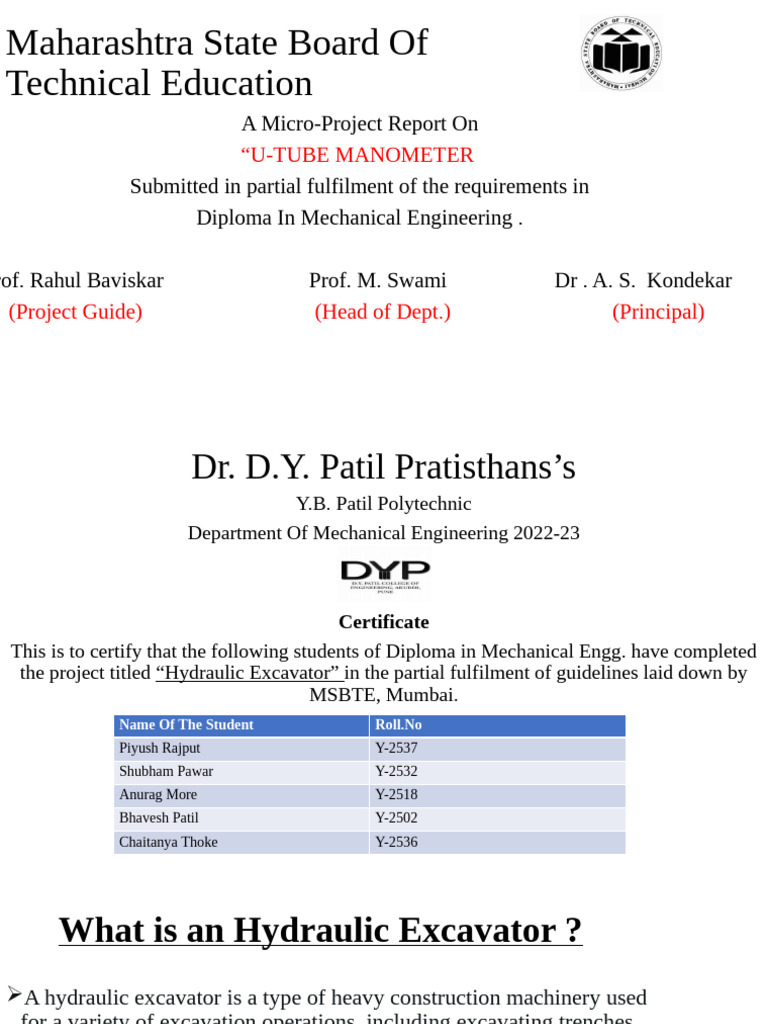 Hydraulic Excavator (FMM mirco-project) | PDF | Heavy Equipment | Construction Equipment